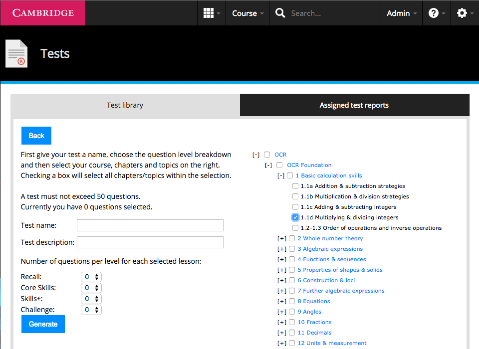 How do I create a test automatically with the Wizard? – GCSE Maths